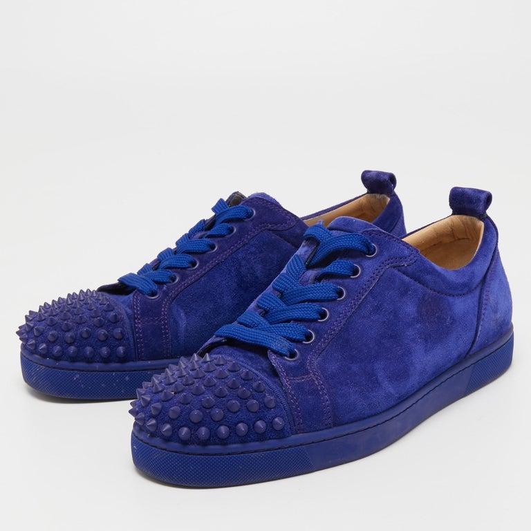 Christian Louboutin Blue Suede Louis Junior Spike Sneakers Size 39 For ...