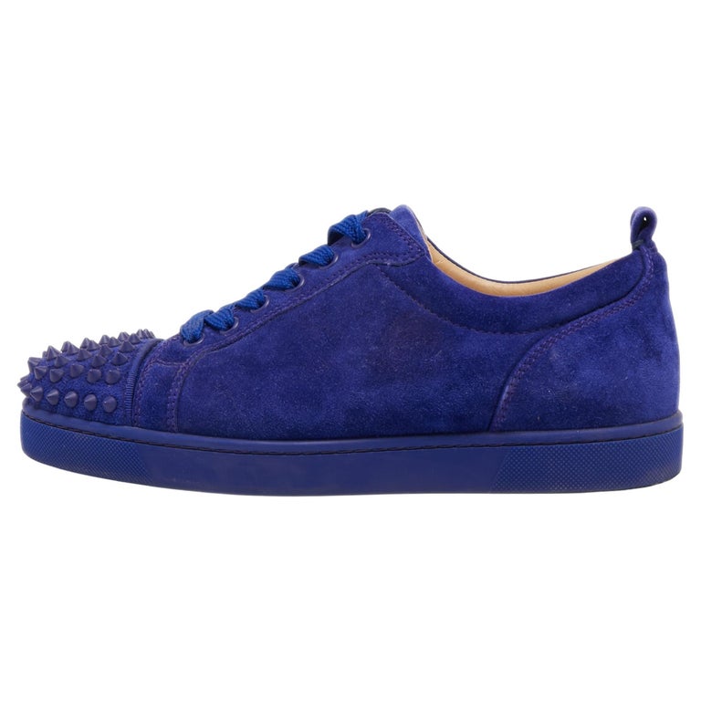 Christian Louboutin Blue Suede Louis Junior Spike Sneakers Size 39 For ...