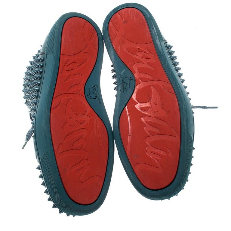 Christian Louboutin Blue Suede Louis Spike High Top Sneakers Size 41 ...
