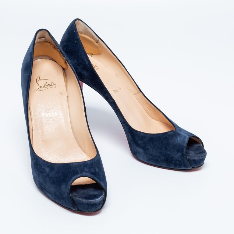 Christian Louboutin Blue Suede New Prive Pumps Size 40.5 For Sale at ...