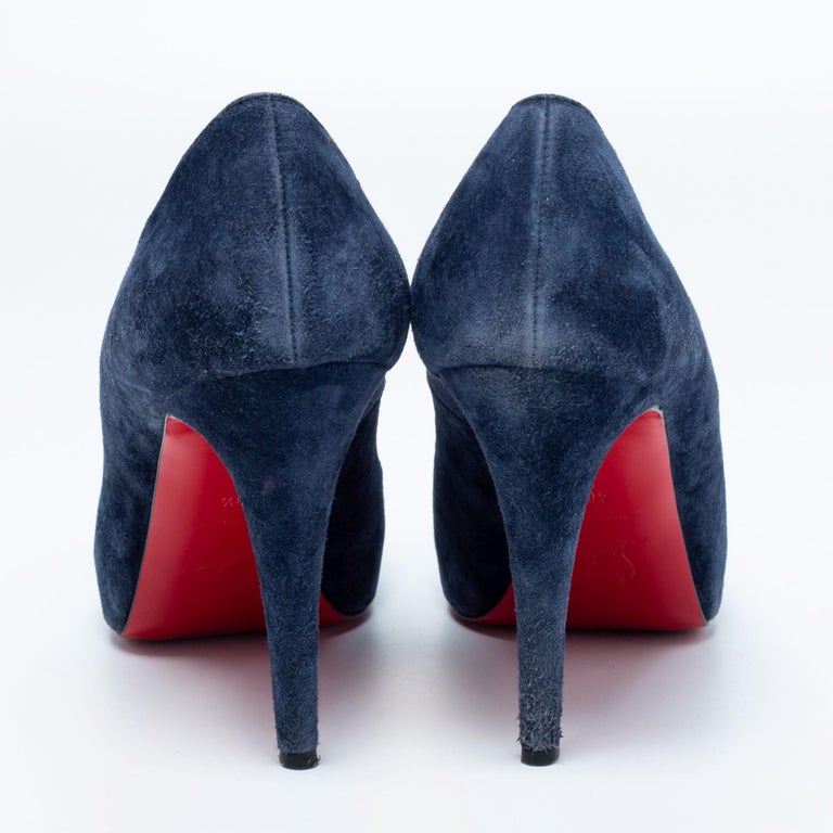 Christian Louboutin Blue Suede New Prive Pumps Size 40.5 For Sale at ...