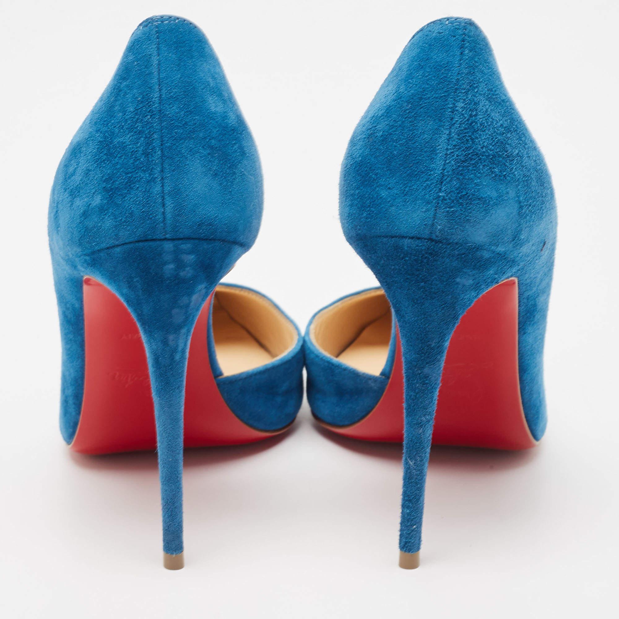 Christian Louboutin Blue Suede Pointed Toe Dorsay Pumps Size 36 For ...