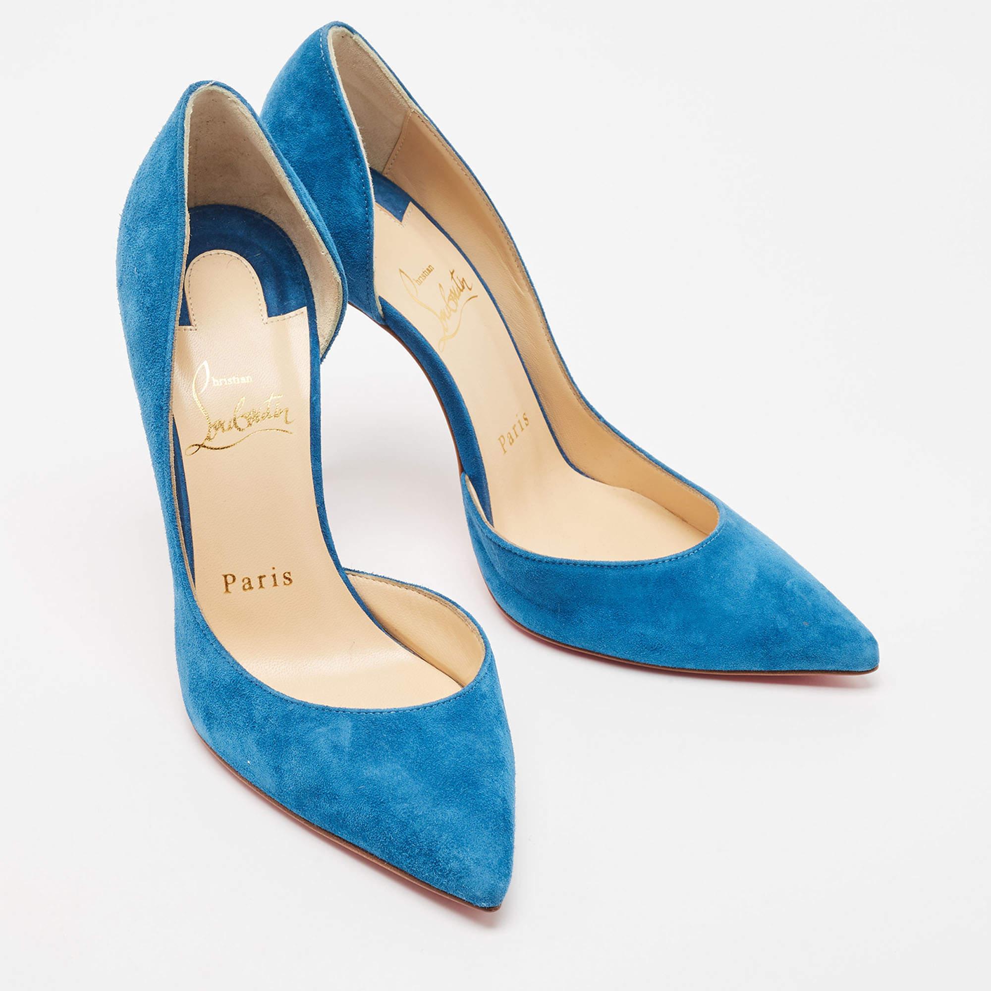 Christian Louboutin Blue Suede Pointed Toe Dorsay Pumps Size 36 For ...