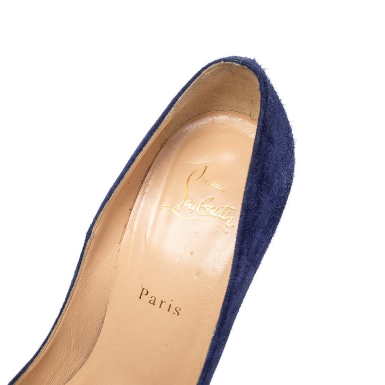 Christian Louboutin Blue Suede So Kate Pointed Toe Pumps Size 40 at 1stDibs