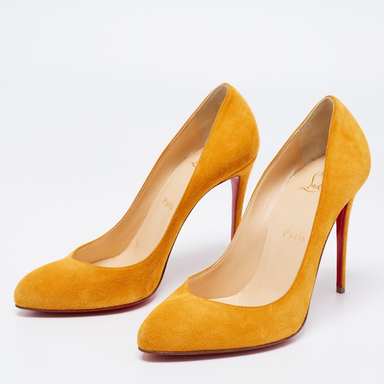 Christian Louboutin Bright Orange Suede Corneille Pumps Size 38.5 For ...