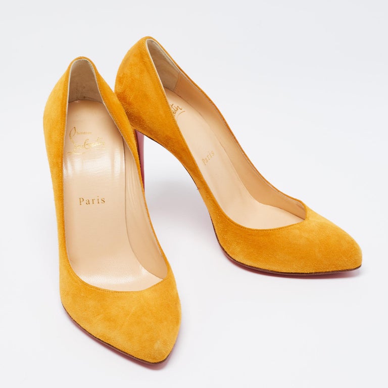 Christian Louboutin Bright Orange Suede Corneille Pumps Size 38.5 For ...