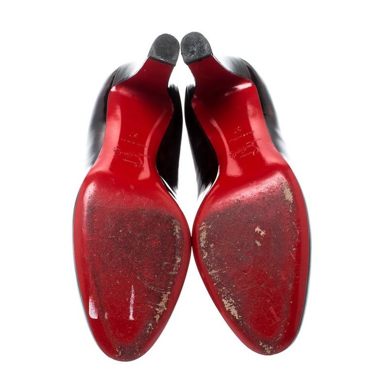 Christian Louboutin Brown Tortoise Patent Leather Miss Tack Pumps Size ...