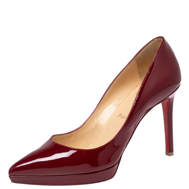 Christian Louboutin Burdundy Patent Leather Pigalle Plato Pumps Size 37 ...