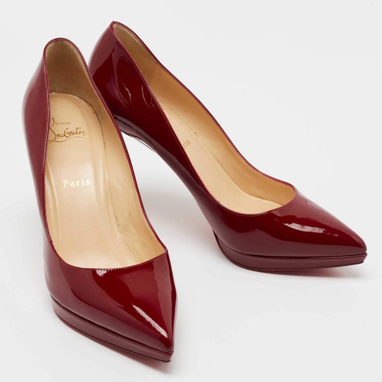 Christian Louboutin Burgundy Patent Leather Pigalle Plato Pumps Size 40 ...