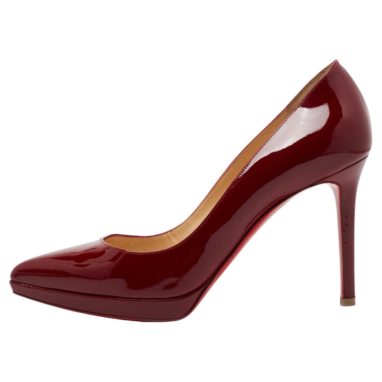 Christian Louboutin Burgundy Patent Leather Pigalle Plato Pumps Size 40 ...