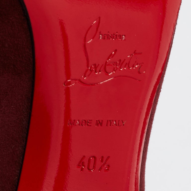 Christian Louboutin Burgundy Suede Ron Ron Pumps Size 40.5 For Sale at 1stDibs