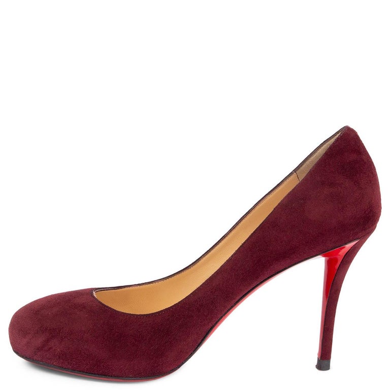 CHRISTIAN LOUBOUTIN burgundy suede SIMPLE 100 Pumps Shoes 38.5 For Sale ...