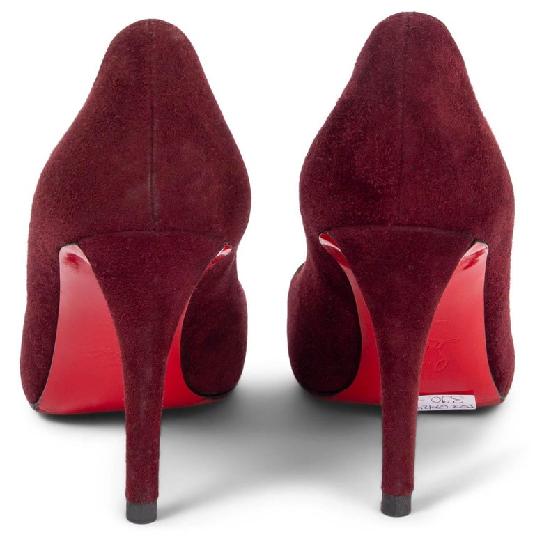 CHRISTIAN LOUBOUTIN burgundy suede SIMPLE 100 Pumps Shoes 38.5 For Sale at 1stDibs
