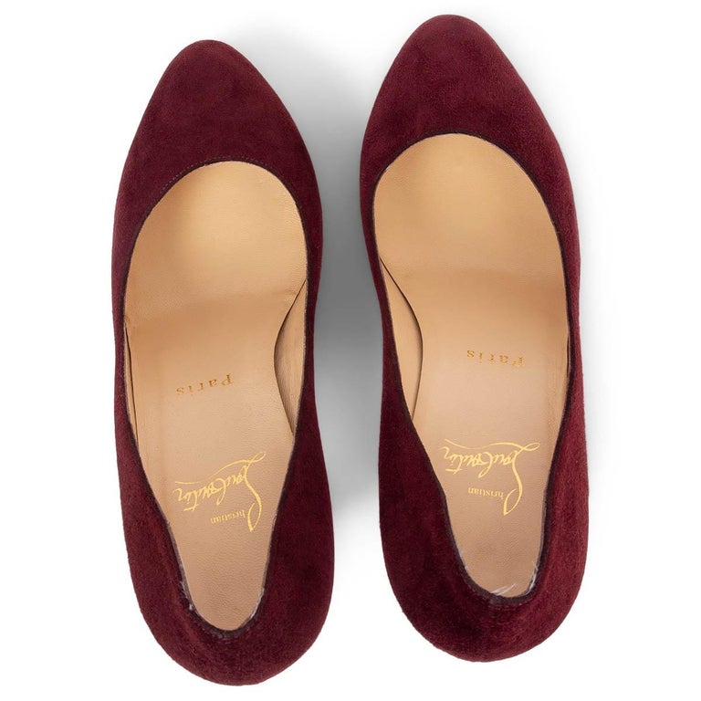 CHRISTIAN LOUBOUTIN burgundy suede SIMPLE 100 Pumps Shoes 38.5 For Sale ...
