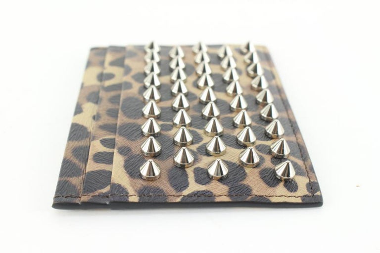Christian Louboutin Cheetah Leopard Spike Stud Card Holder Wallet ...