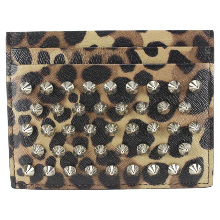 Christian Louboutin Cheetah Leopard Spike Stud Card Holder Wallet ...