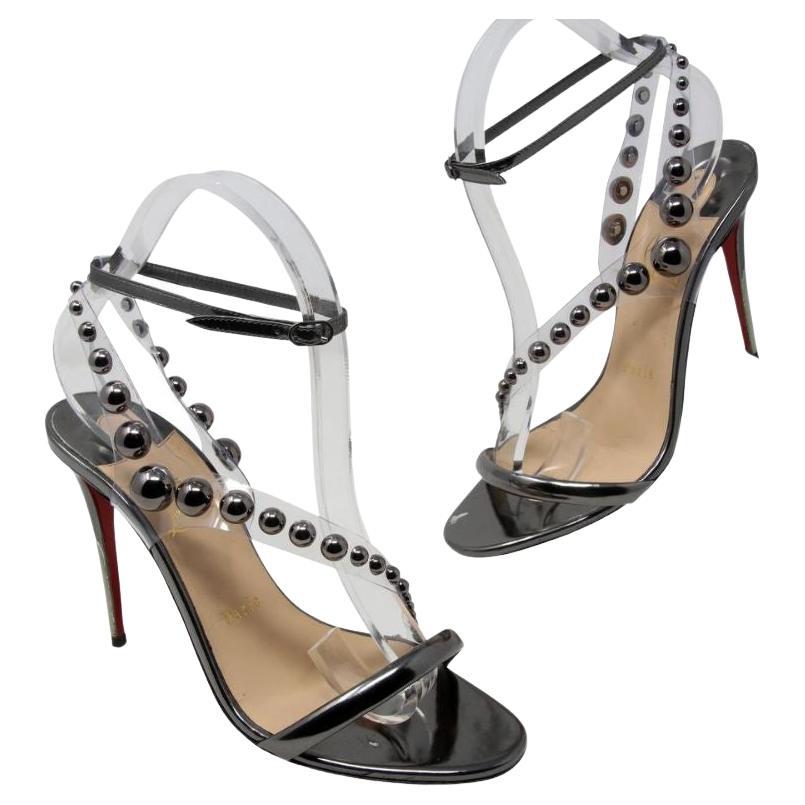 Christian Louboutin Turquoise Spiked PVC J-Lissimo T Strap Sandals Size ...