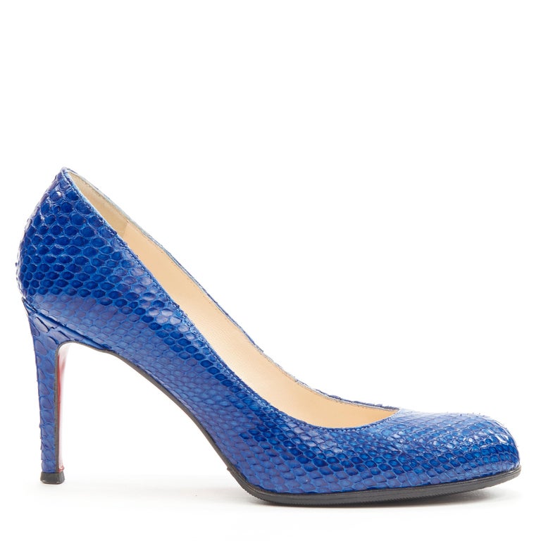 CHRISTIAN LOUBOUTIN cobalt blue scaled leather round toe pump EU36.5 at ...