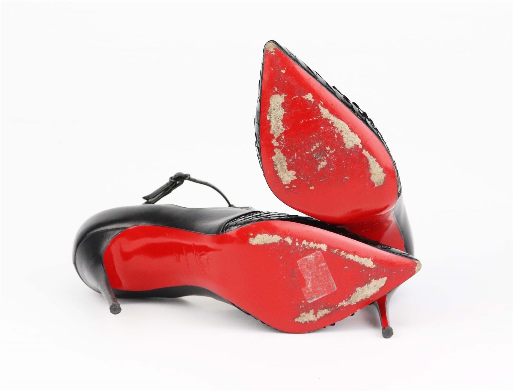 Christian Louboutin Cutout Python And Leather Ankle Boots EU 38 UK 5 US ...