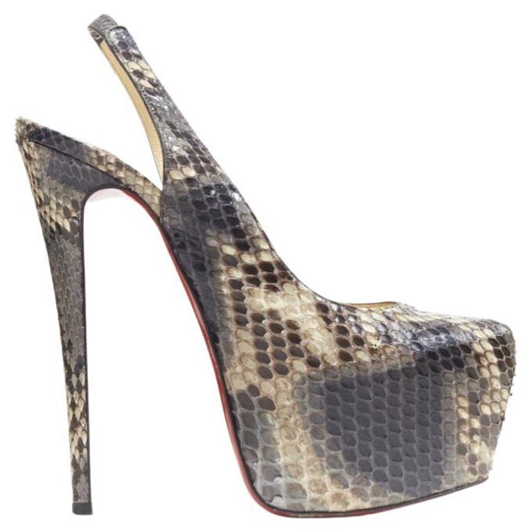 CHRISTIAN LOUBOUTIN Daffodile 160 brown scaled leather slingback ...