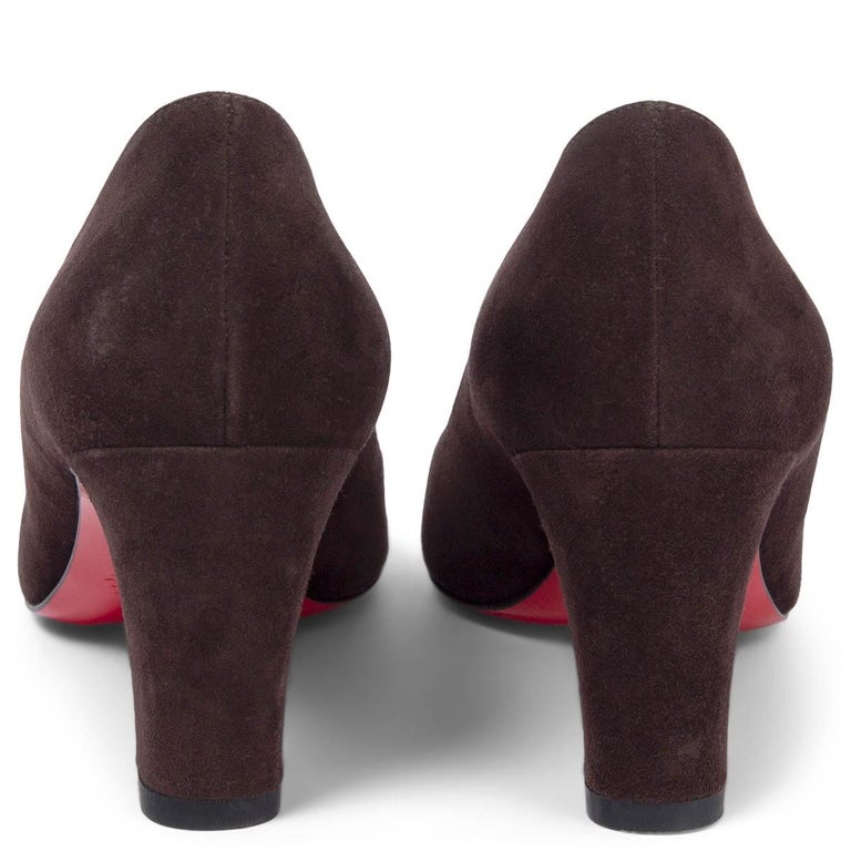 CHRISTIAN LOUBOUTIN dark brown suede ROUND TOE Pumps Shoes 36.5 For ...