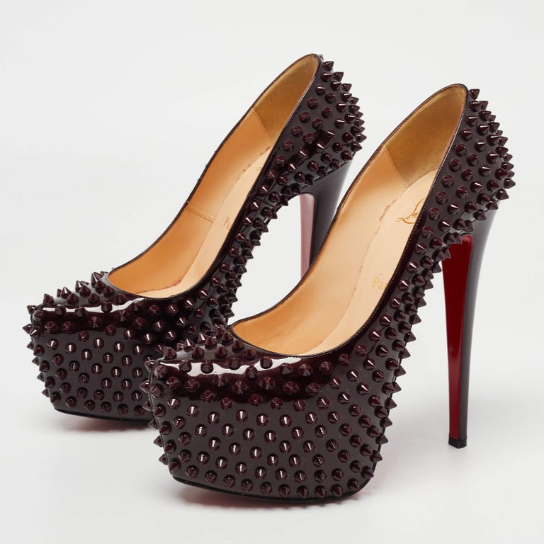 Christian Louboutin Dark Burgundy Daffodile Spike Pumps Size 38 For ...