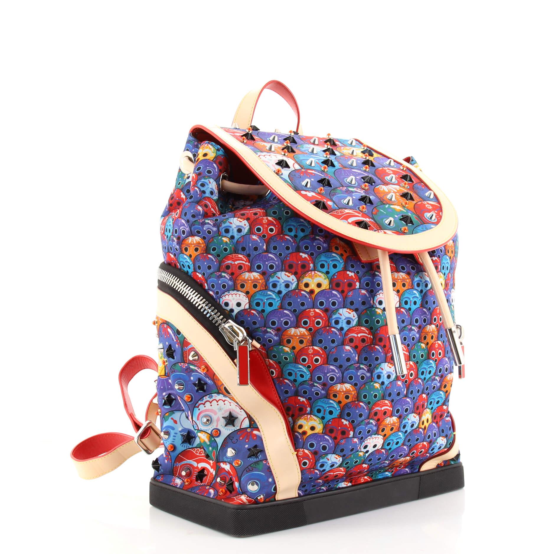Christian Louboutin Explorafunk Backpack Spiked Printed Nylon at ...