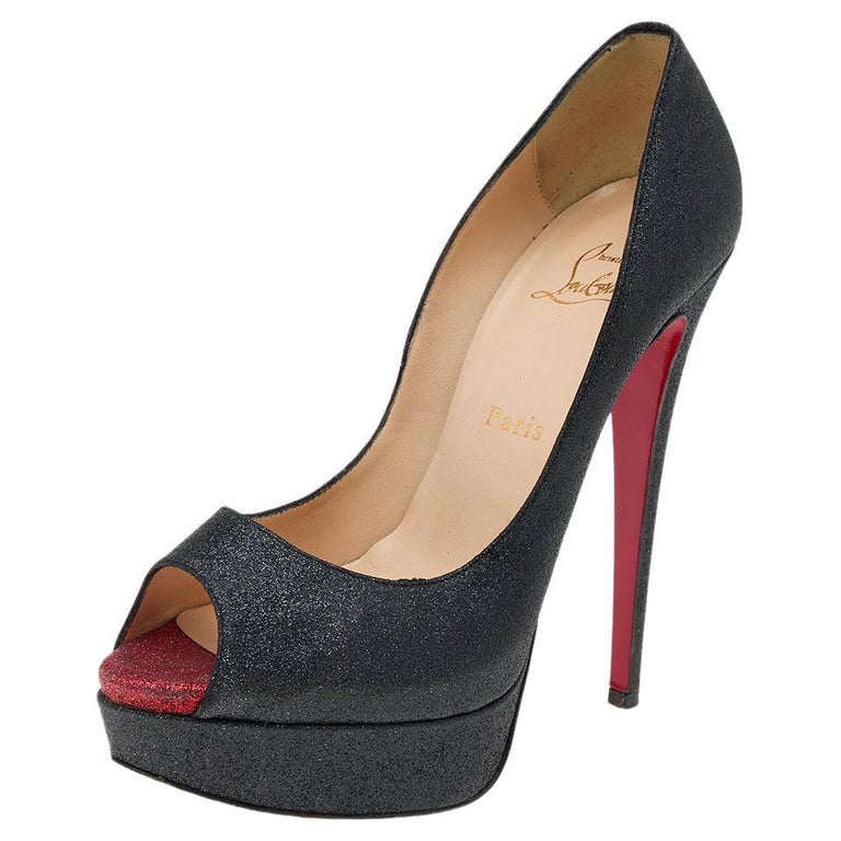 Christian Louboutin Fabric New Very Prive Peep Toe Platform Pumps Size ...