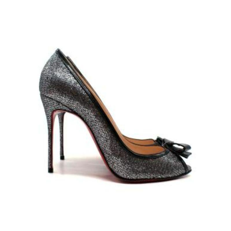 Christian Louboutin Glitter and Leather Milady Bow Peep-Toe Pumps For ...
