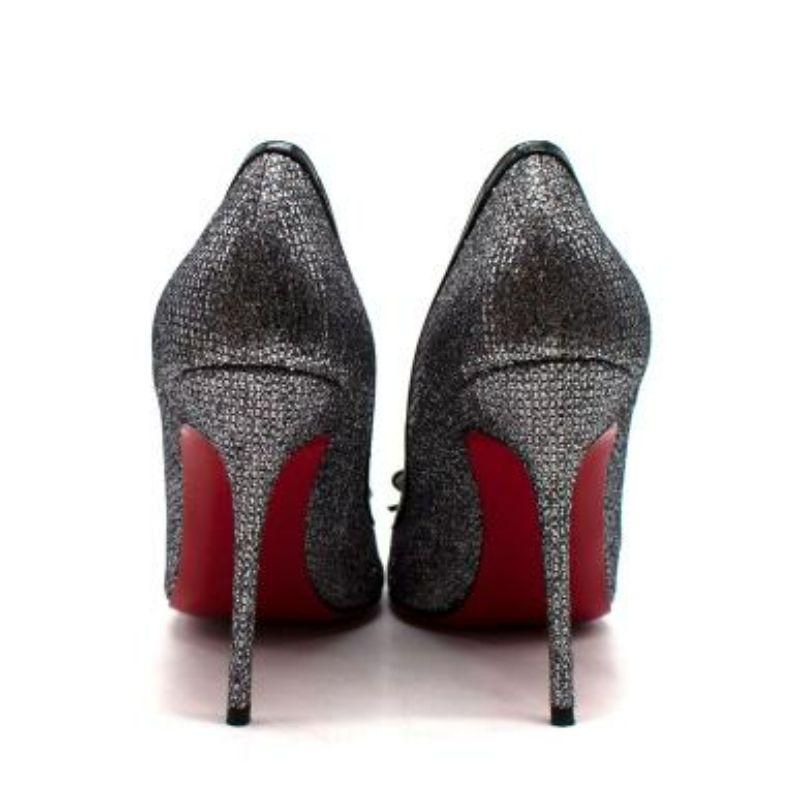 Christian Louboutin Glitter and Leather Milady Bow Peep-Toe Pumps For ...