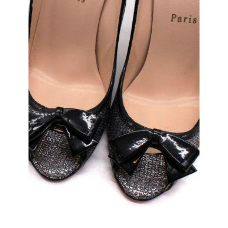 Christian Louboutin Glitter and Leather Milady Bow Peep-Toe Pumps For ...