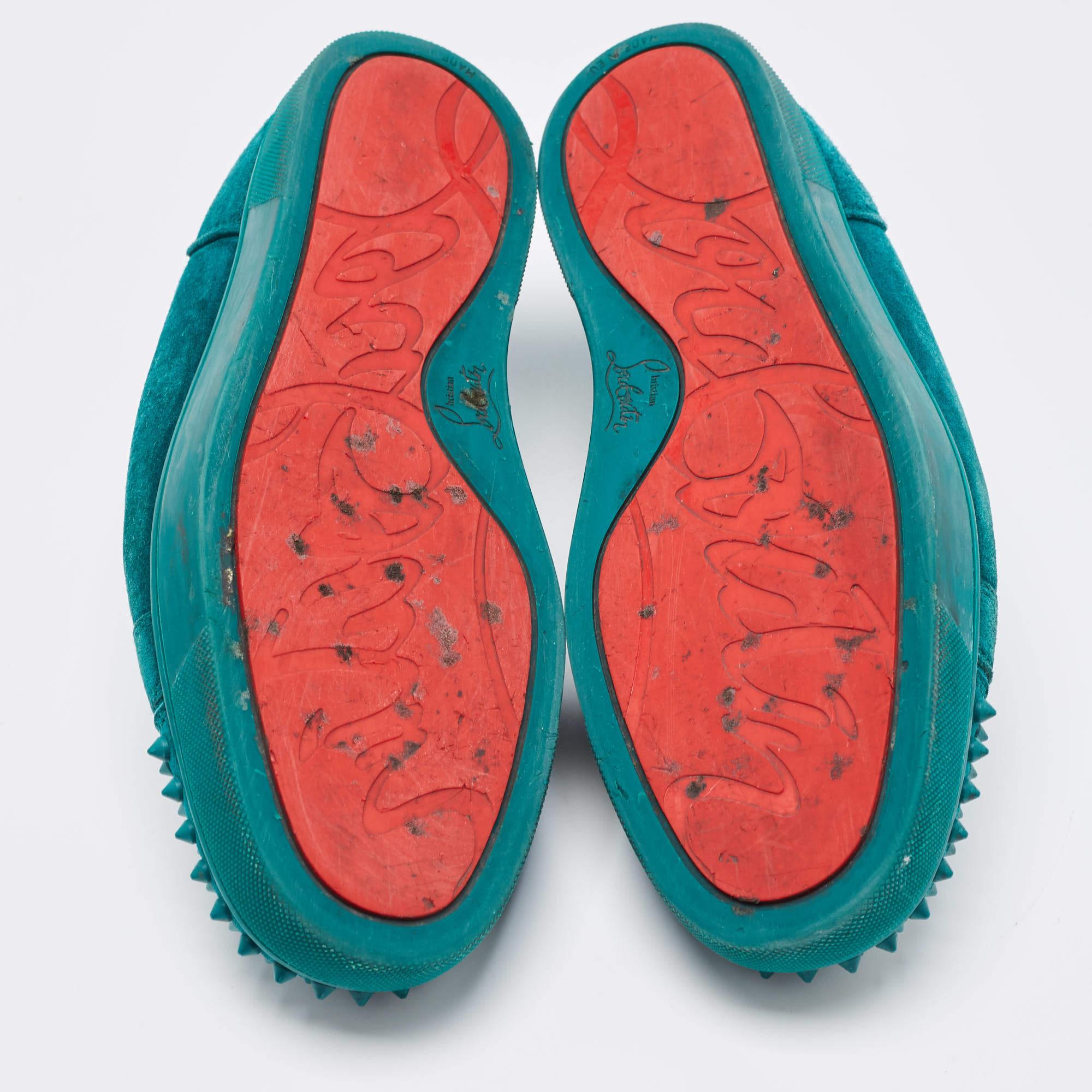 Christian Louboutin Green Suede Louis Junior Spike Low Top Sneakers ...