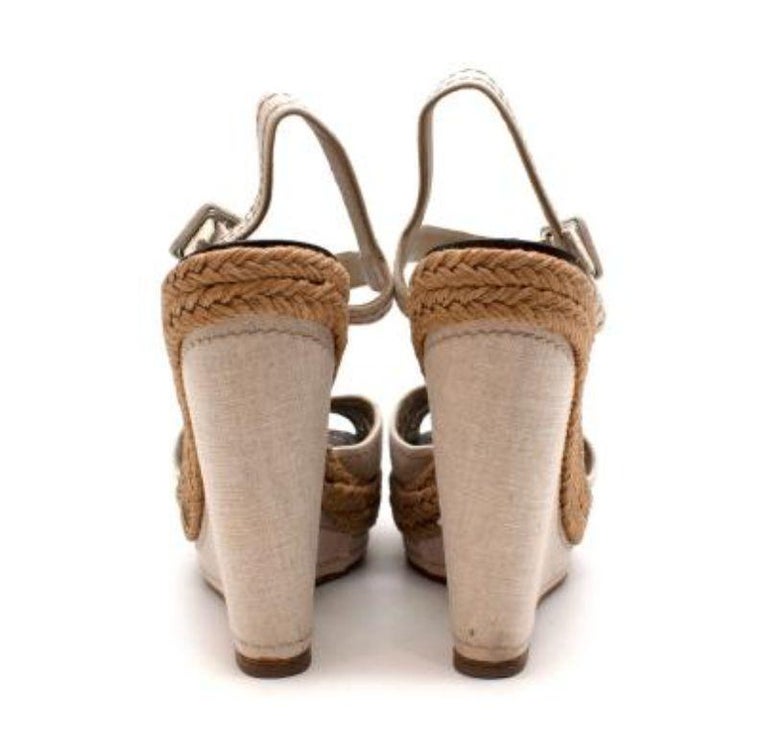 Christian Louboutin Grey Canvas Espadrille Wedges For Sale at 1stDibs