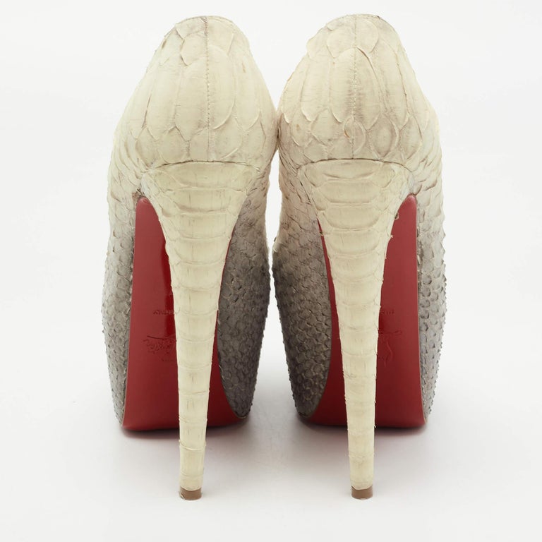 Christian Louboutin Grey/Light Yellow Python Daffodile Pumps Size 37 ...