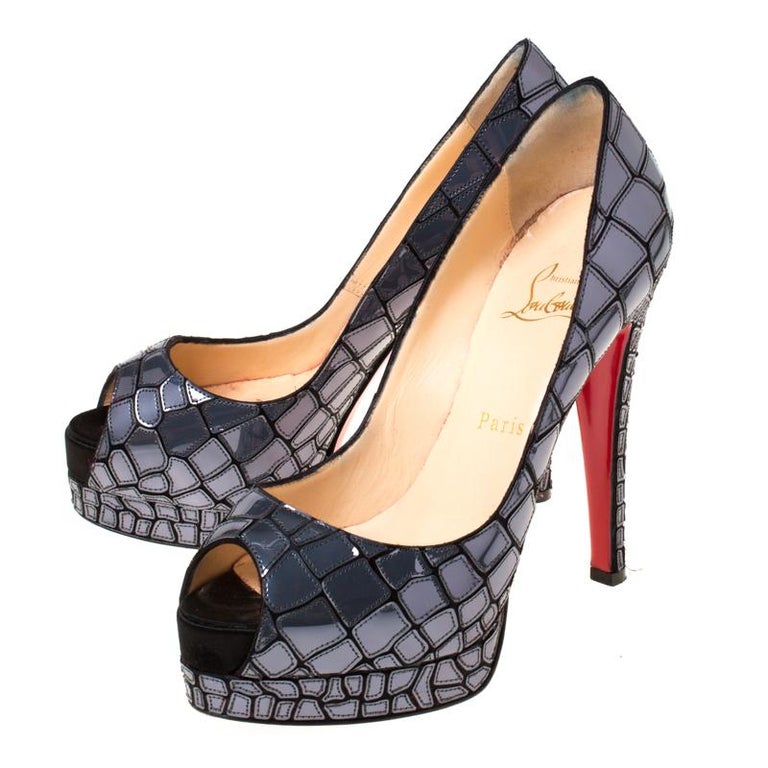 Christian Louboutin Grey Mirror Leather and Satin Sobek 140 Platform ...