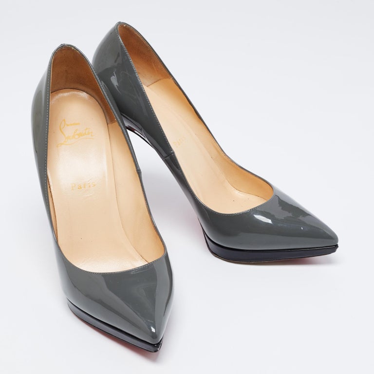 Christian Louboutin Grey Patent Leather Pigalle Plato Pumps Size 40.5 ...