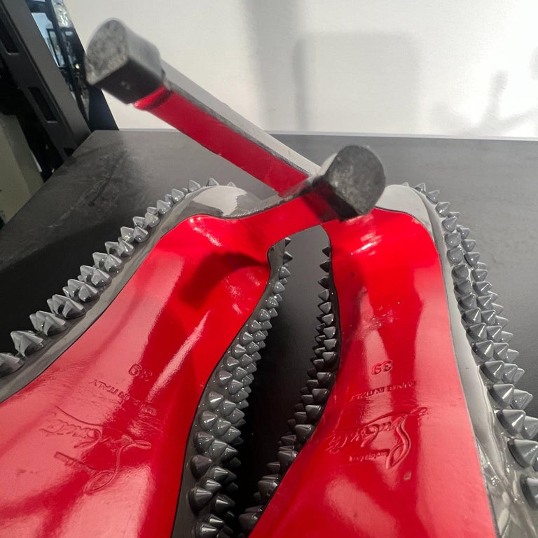 Christian Louboutin Grey Spike Heels (EU 39) For Sale at 1stDibs