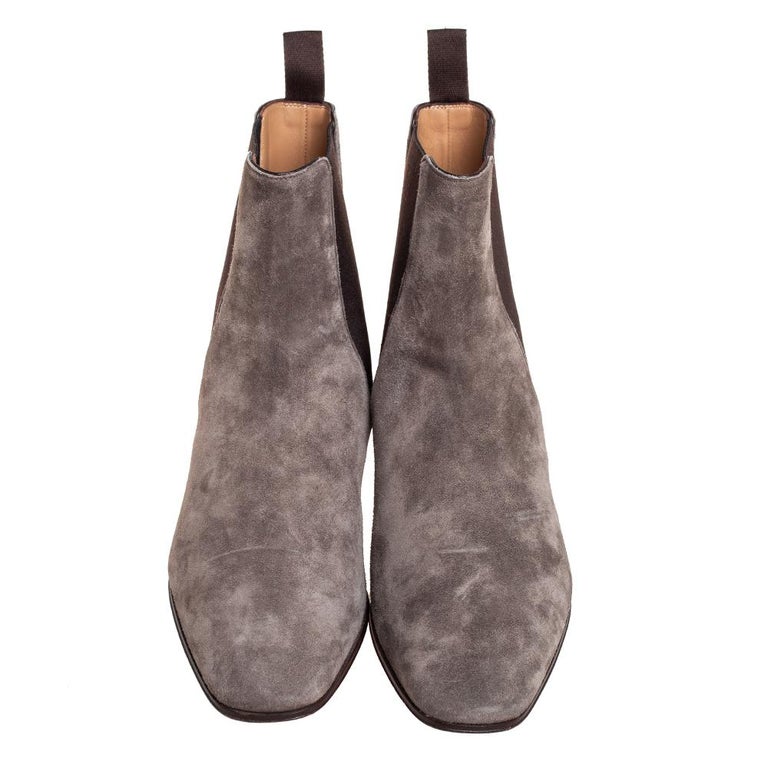 Christian Louboutin Grey Suede Samson Chelsea Boot Size 41 at 1stDibs