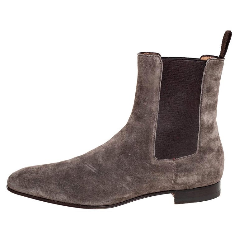 Christian Louboutin Grey Suede Samson Chelsea Boot Size 41 at 1stDibs