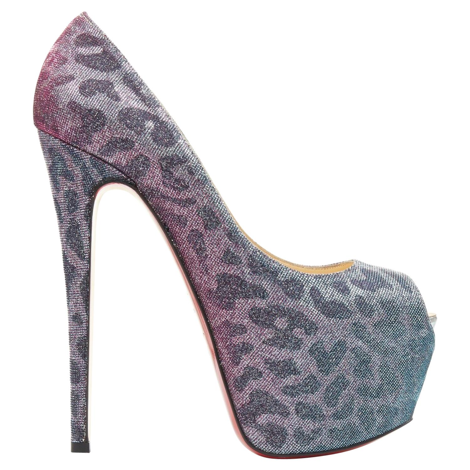 Christian Louboutin Purple Leather Lady Peep Platform Pumps Size 40 For ...