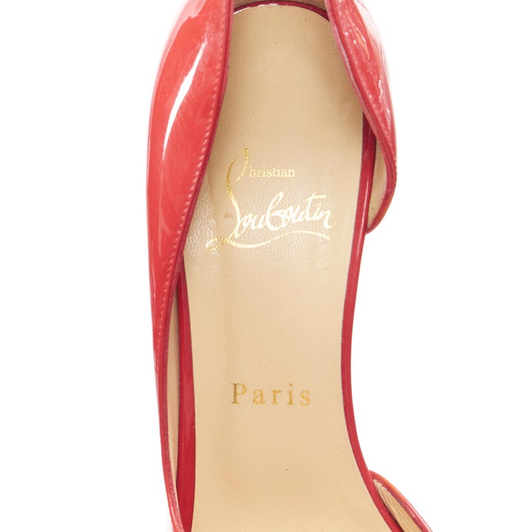 CHRISTIAN LOUBOUTIN Iriza 100 red patent point toe dorsay pigalle pump ...