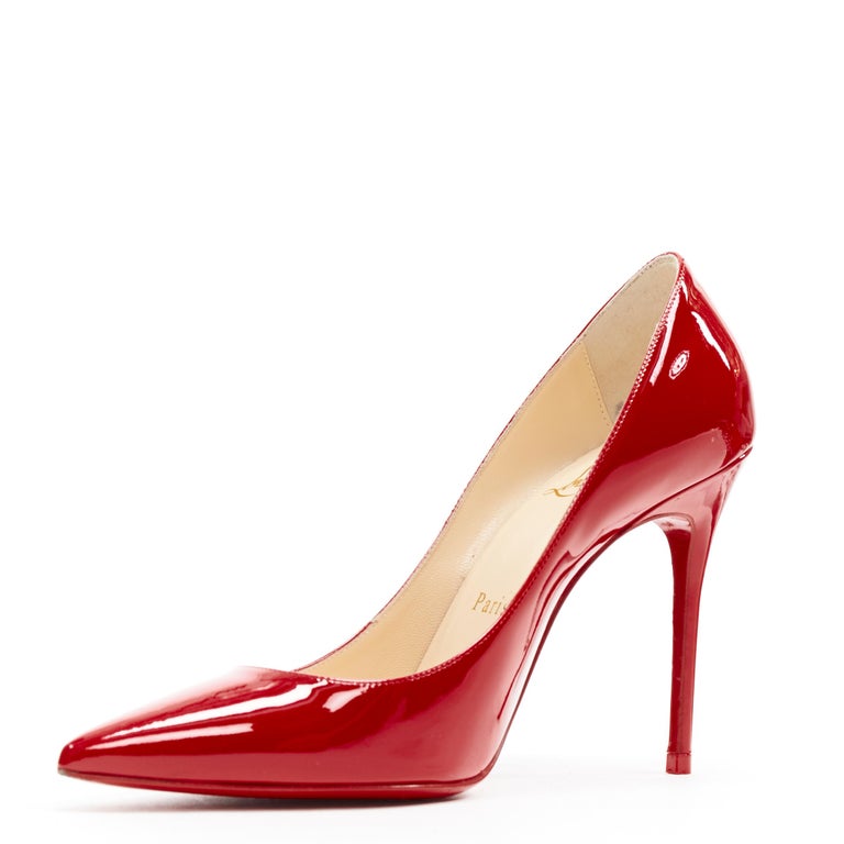 CHRISTIAN LOUBOUTIN Kate 100 R251 Loubi red patent pigalle stiletto ...