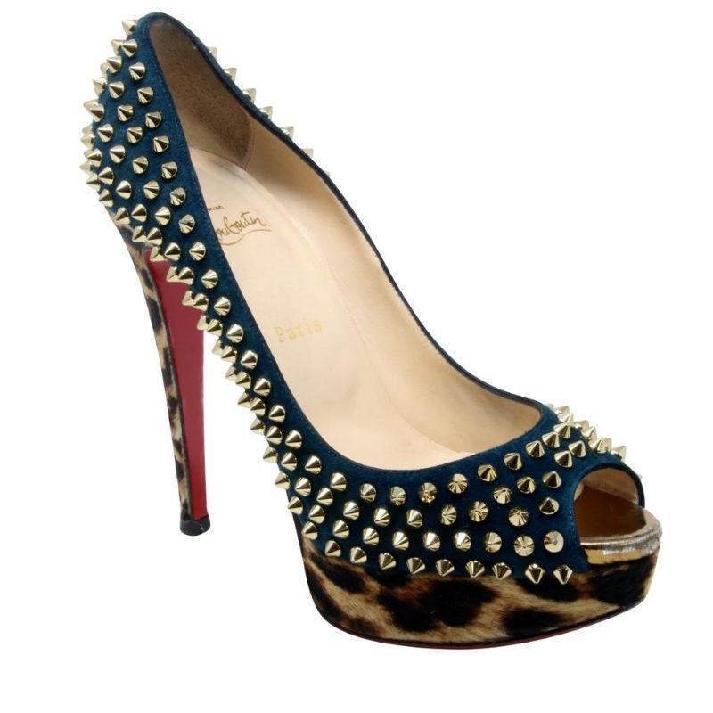 Christian Louboutin Lady Peep Spikes 150 39.5 Pony Hair Pumps CL-1021P ...