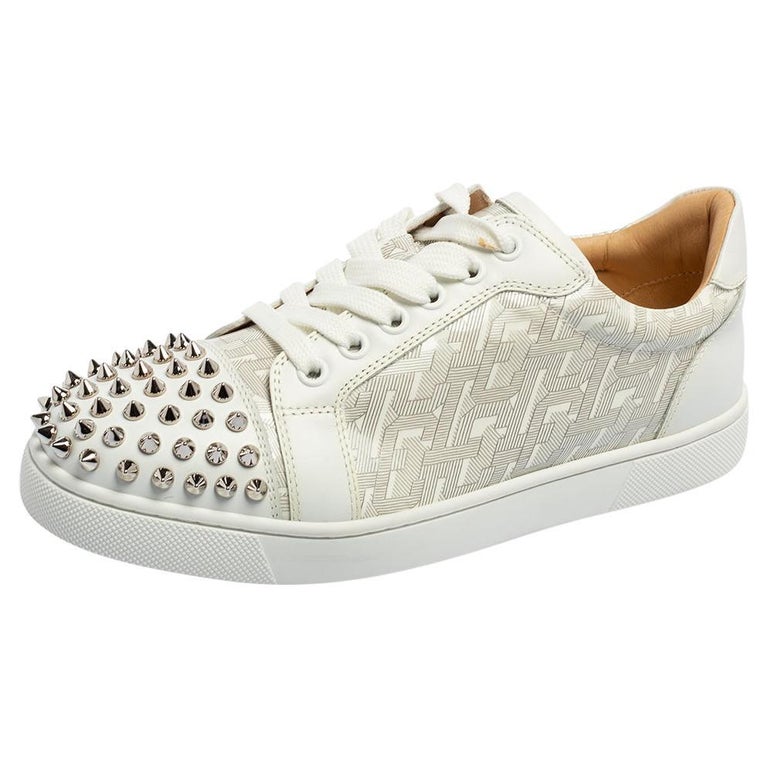 Christian Louboutin Leather and PVC Louis Spikes Low-Top Sneakers Size ...