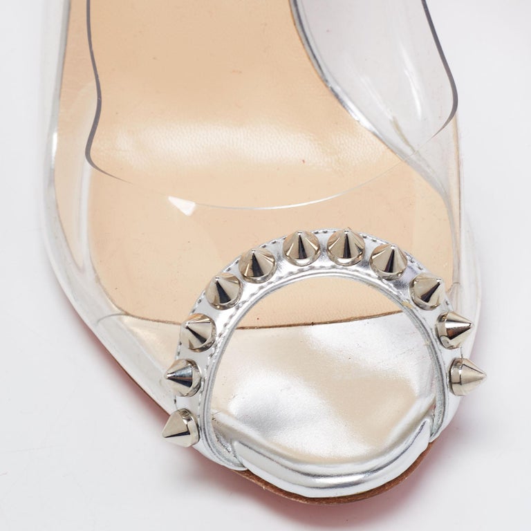 Christian Louboutin Leather And PVC Ring My Toe Slingback Sandals Size ...