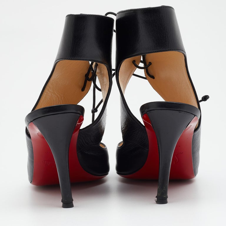 Christian Louboutin Leather Ferme Rouge Cut-Out Pointed Toe Pumps Size ...