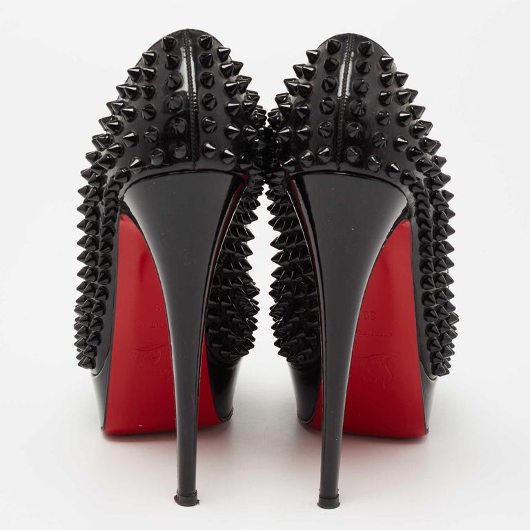 Christian Louboutin Leather Lady Peep Spike Peep Toe Platform Pumps ...