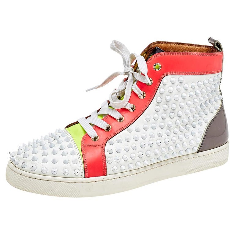 Christian Louboutin Leather Louis Spikes Lace Up High Top Sneakers Size ...