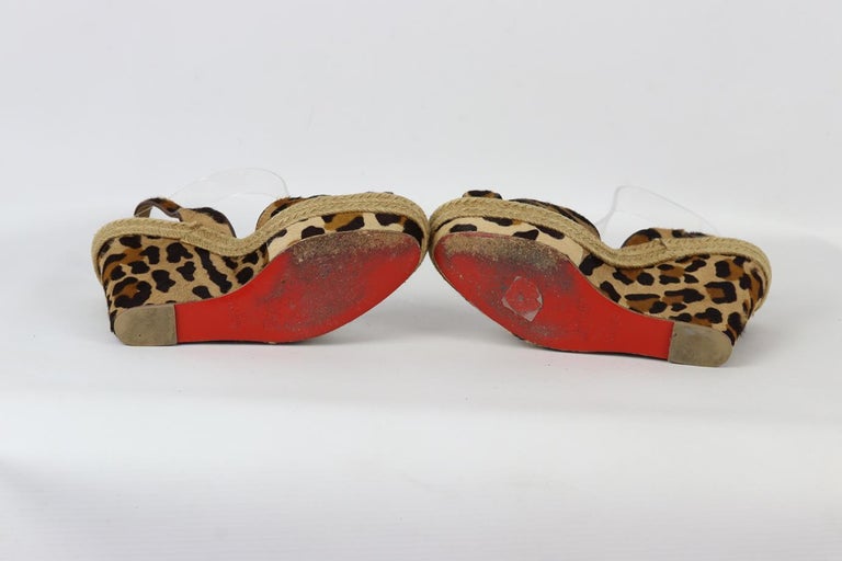 Christian Louboutin Leopard Print Calf Hair Wedge Sandals Eu 39 Uk 6 Us ...