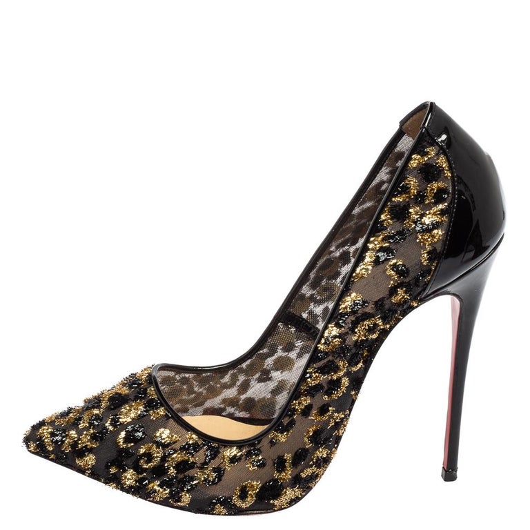 Christian Louboutin Leopard Print Lurex Fringe Pumps Size 37 For Sale ...